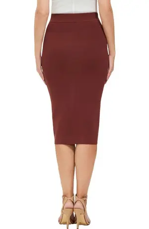 KIMI + KAI Knit Pencil Skirt - Copper Red