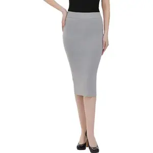KIMI + KAI Knit Pencil Skirt - Silver Gray