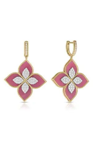 Roberto Coin Venetian Princess Diamond & Rhodonite Drop Earrings - Yellow/ White