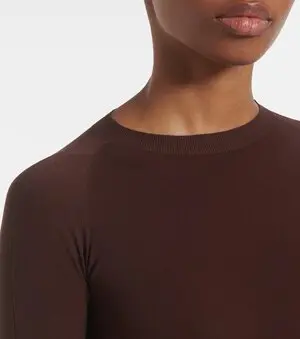 Alaïa Long-sleeved Crop Top - Brown