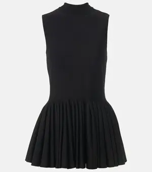 Alaïa Pleated Turtleneck Top - Black