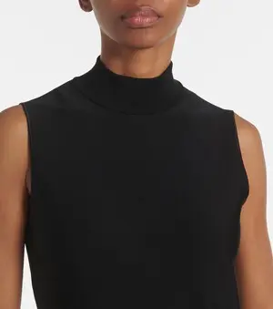 Alaïa Pleated Turtleneck Top - Black
