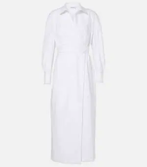 Max Mara Cotton-blend Twill Wrap Dress - White