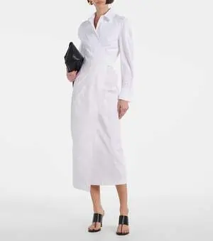 Max Mara Cotton-blend Twill Wrap Dress - White