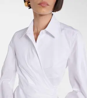 Max Mara Cotton-blend Twill Wrap Dress - White