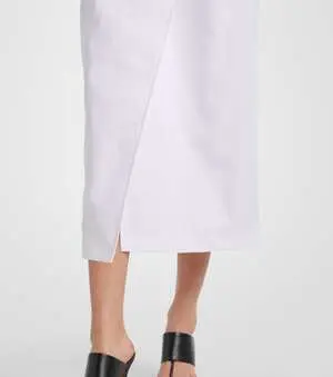 Max Mara Cotton-blend Twill Wrap Dress - White