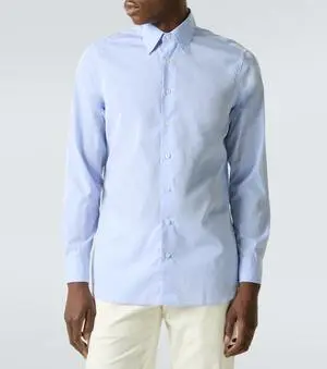 LARDINI Cotton Poplin Shirt - Blue