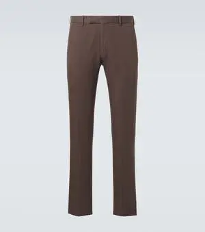 Zegna Cotton And Linen Chinos - Brown