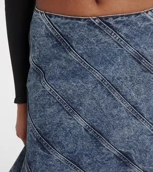 Alaïa Spiral Asymmetric Denim Midi Skirt - Blue