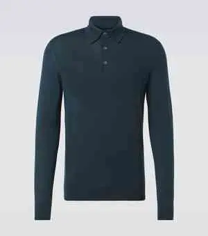Zegna Cashmere And Silk Polo Shirt - Blue