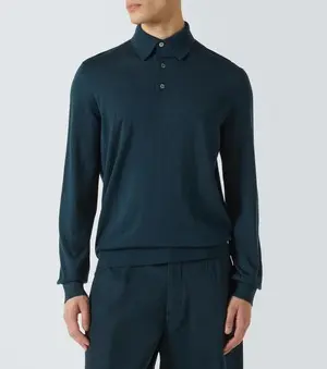 Zegna Cashmere And Silk Polo Shirt - Blue