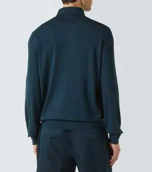 Zegna Cashmere And Silk Polo Shirt - Blue