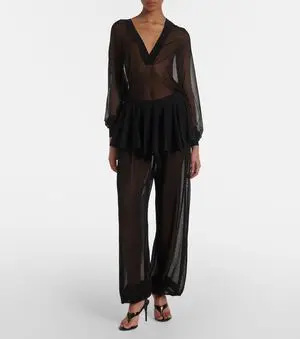 Alaïa Sheer Hooded Bodysuit - Black
