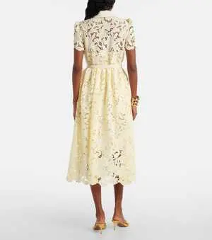 SELF-PORTRAIT Lace-trimmed Midi Dress