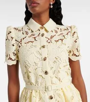 SELF-PORTRAIT Lace-trimmed Midi Dress