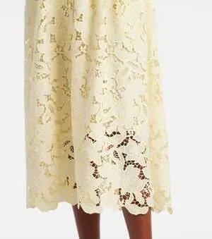 SELF-PORTRAIT Lace-trimmed Midi Dress