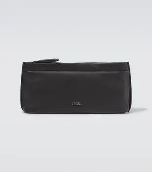 Zegna Secondskin Leather Toiletry Bag - Brown