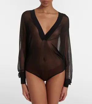 Alaïa Sheer Hooded Bodysuit