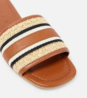 Hogan Striped Leather-trimmed Slides
