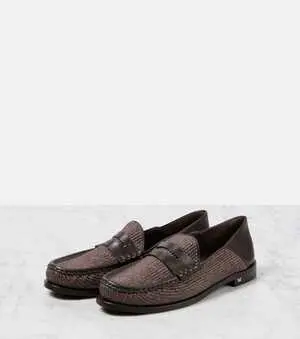 Max Mara Raffia-effect Penny Loafers