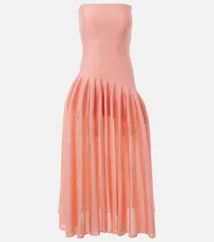 Alaïa Pleated Strapless Maxi Dress