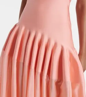 Alaïa Pleated Strapless Maxi Dress