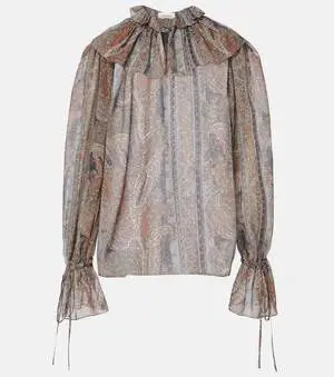 Saint Laurent Paisley Silk Georgette Blouse