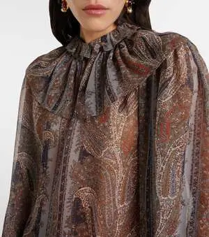 Saint Laurent Paisley Silk Georgette Blouse