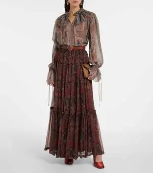Saint Laurent Paisley Silk Georgette Blouse