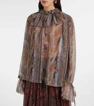 Saint Laurent Paisley Silk Georgette Blouse
