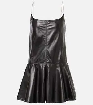 Alaïa Leather Slip Romper - Black