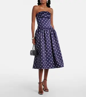 SELF-PORTRAIT Polka-dot Strapless Cocktail Dress