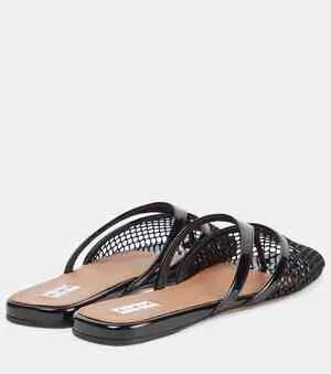 Alaïa Fishnet Leather-trimmed Mules - Black