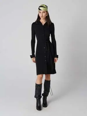 Diane Von Furstenberg Button-up Shirt Dress With Belt - Black