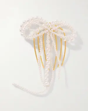 Completedworks Gold-plated Faux Pearl Hair Comb - Ivory