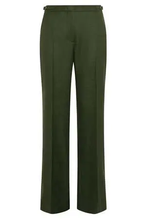 Gabriela Hearst Vesta Flared Pant In Virgin Wool Silk With Linen - Olive