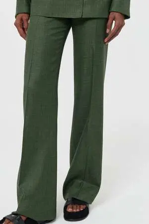Gabriela Hearst Vesta Flared Pant In Virgin Wool Silk With Linen - Olive