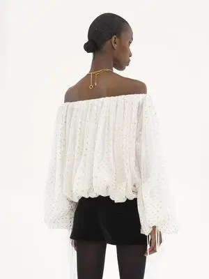 Chloé Gathered Off-the-shoulder Top