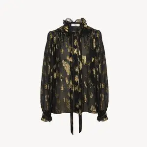Chloé Gathered Blouse In Silk Jacquard & Lurex