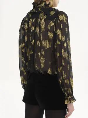 Chloé Gathered Blouse In Silk Jacquard & Lurex