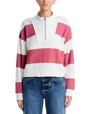 Vintage Havana Striped French Terry Half Zip Sweatshirt