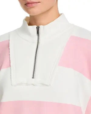 Vintage Havana Striped French Terry Half Zip Sweatshirt
