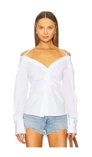 Good American Poplin Off Shoulder Top