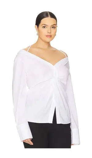 Good American Poplin Off Shoulder Top