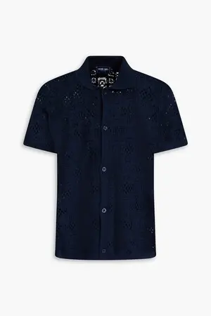 Frescobol Carioca Raul Crocheted Cotton Shirt - Navy