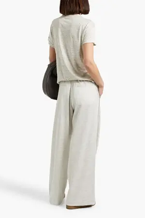 Brunello Cucinelli Bead-embellished Jersey T-shirt - Stone