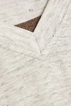 Brunello Cucinelli Bead-embellished Jersey T-shirt - Stone