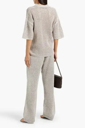 Brunello Cucinelli Open-knit Cotton Polo Sweater