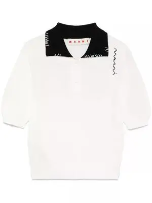 Marni Contrasting-collar Polo Shirt - White