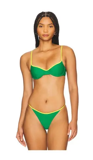 CAMILA COELHO Rio Underwire Bikini Top - Green & Yellow